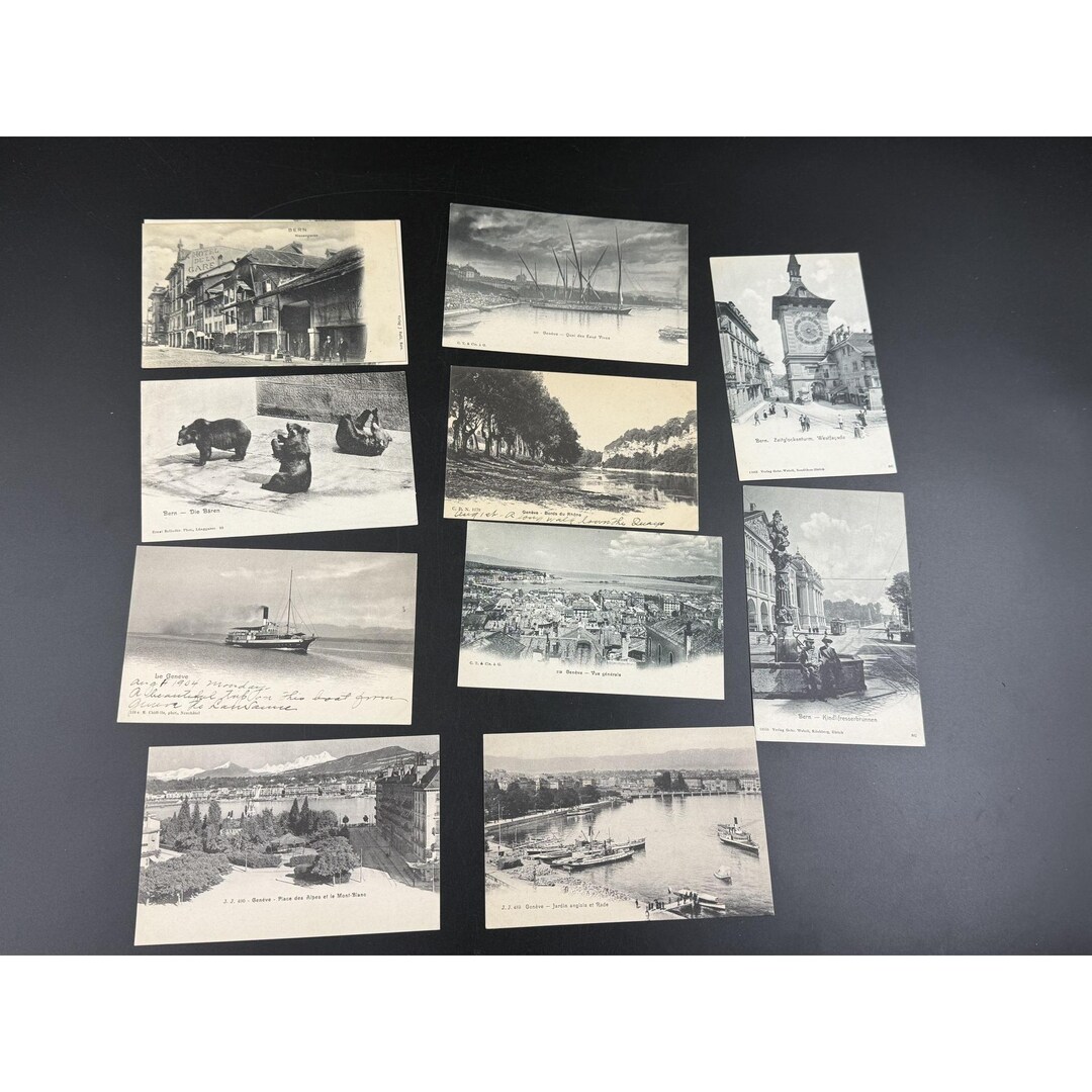 11 Vintage Bern Switzerland Postcards 1900's Black & White Scenic Views ...