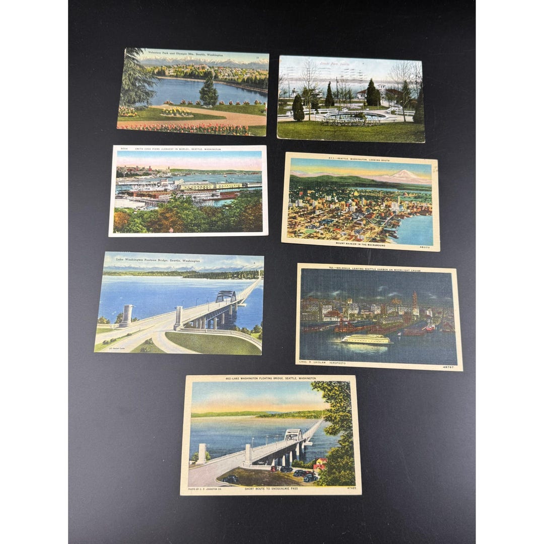 Set of 7 Vintage Linen Postcards Seattle Landmarks 1910-1944 Scenic ...