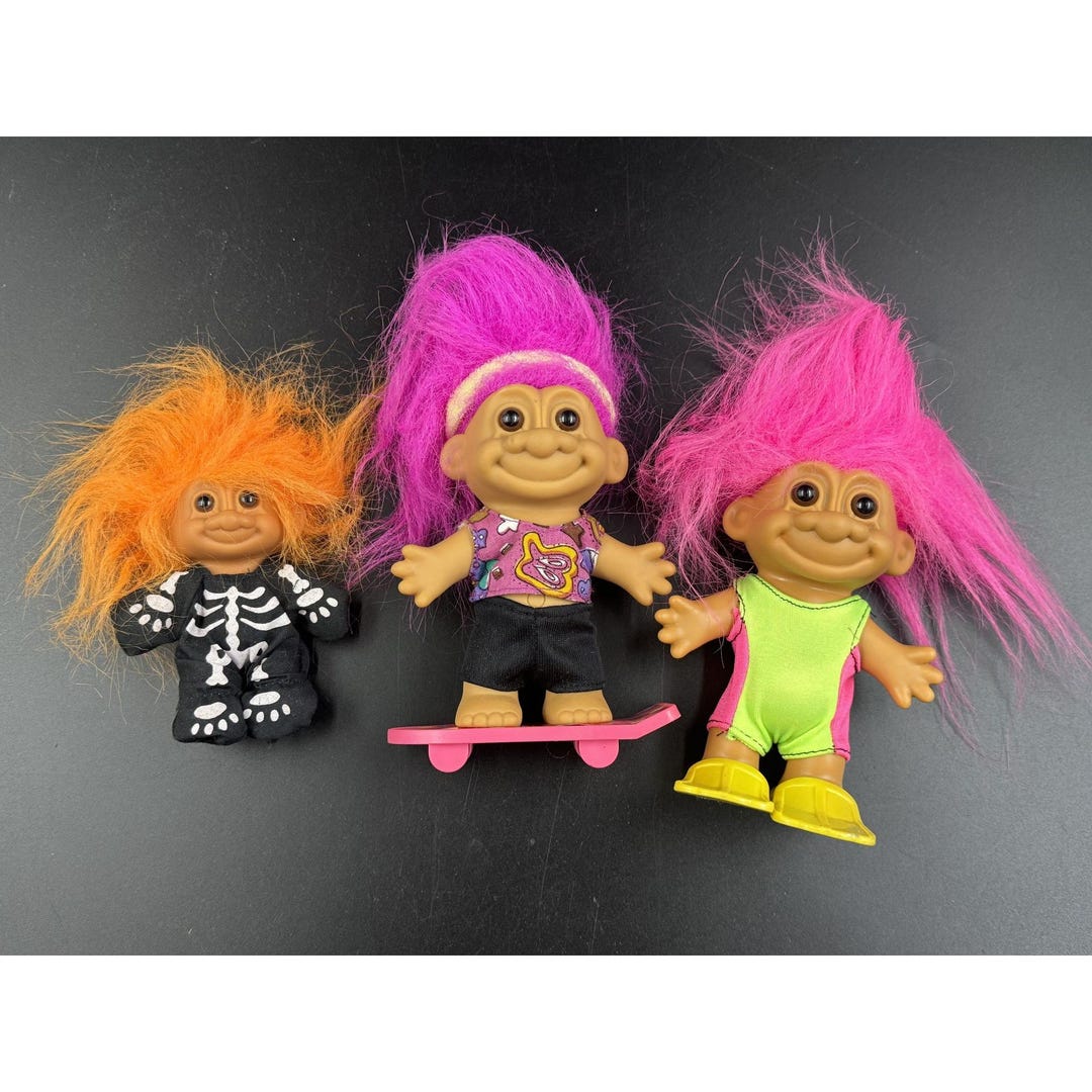 Russ Trolls Vintage Collectible Dolls Set of 3 With Neon Outfits ...