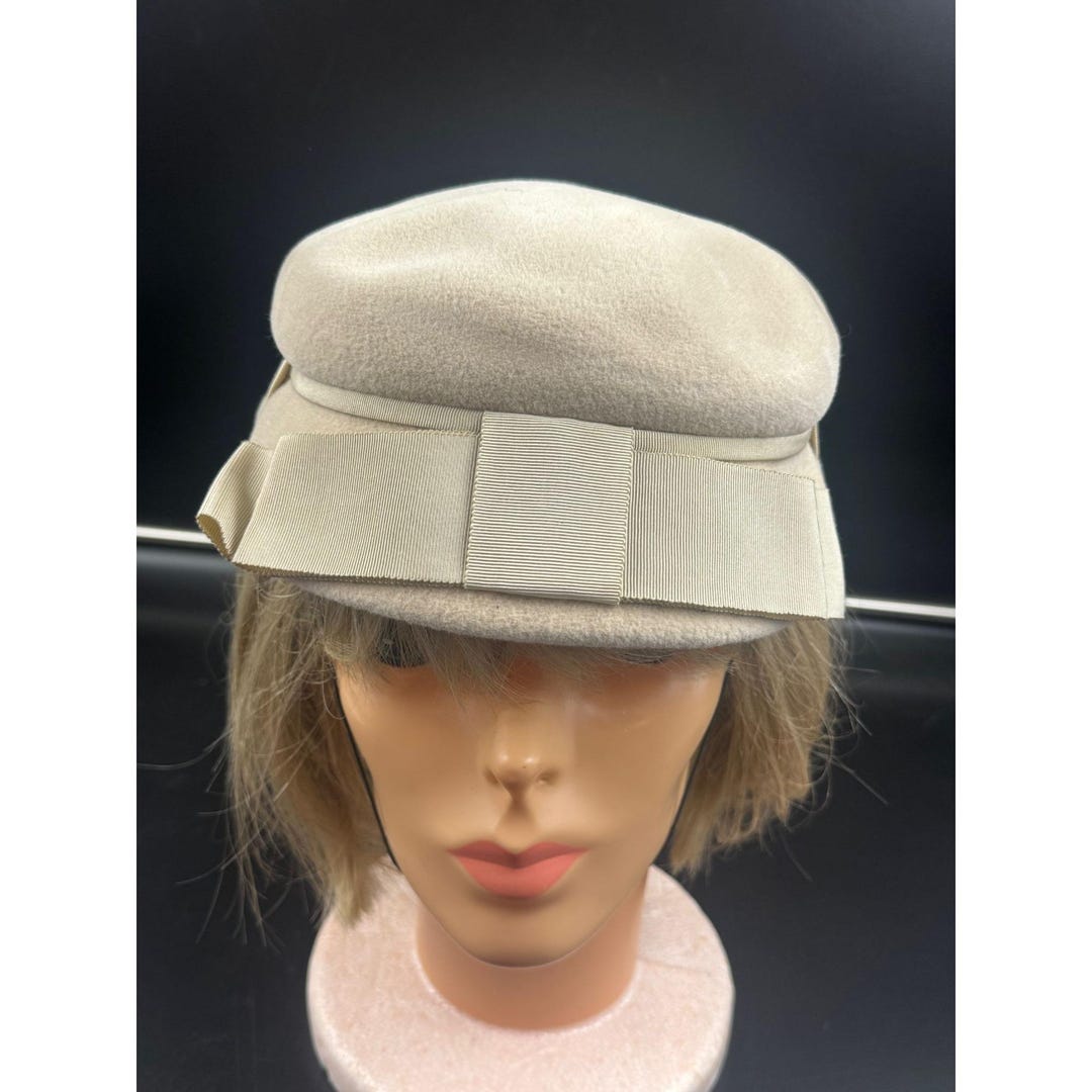 Vintage Womens Beige Wool Hat With Grosgrain Bow - Etsy