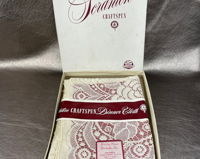 Vintage Scranton Craftspun Lace Tablecloth in Original Box 52" Square ...