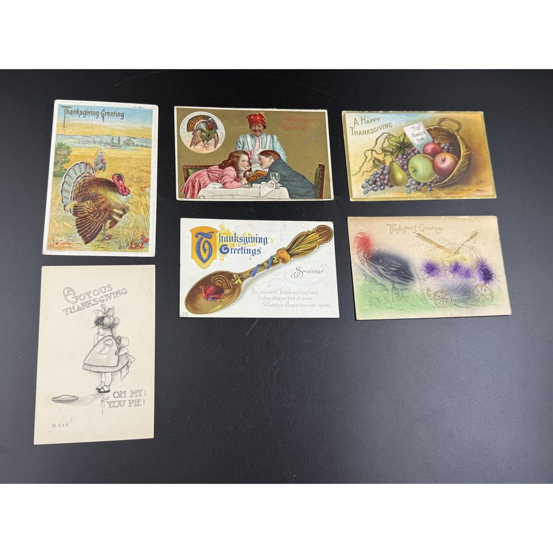 Set of 6 Vintage Thanksgiving Postcards Early 1900s Embossed ...