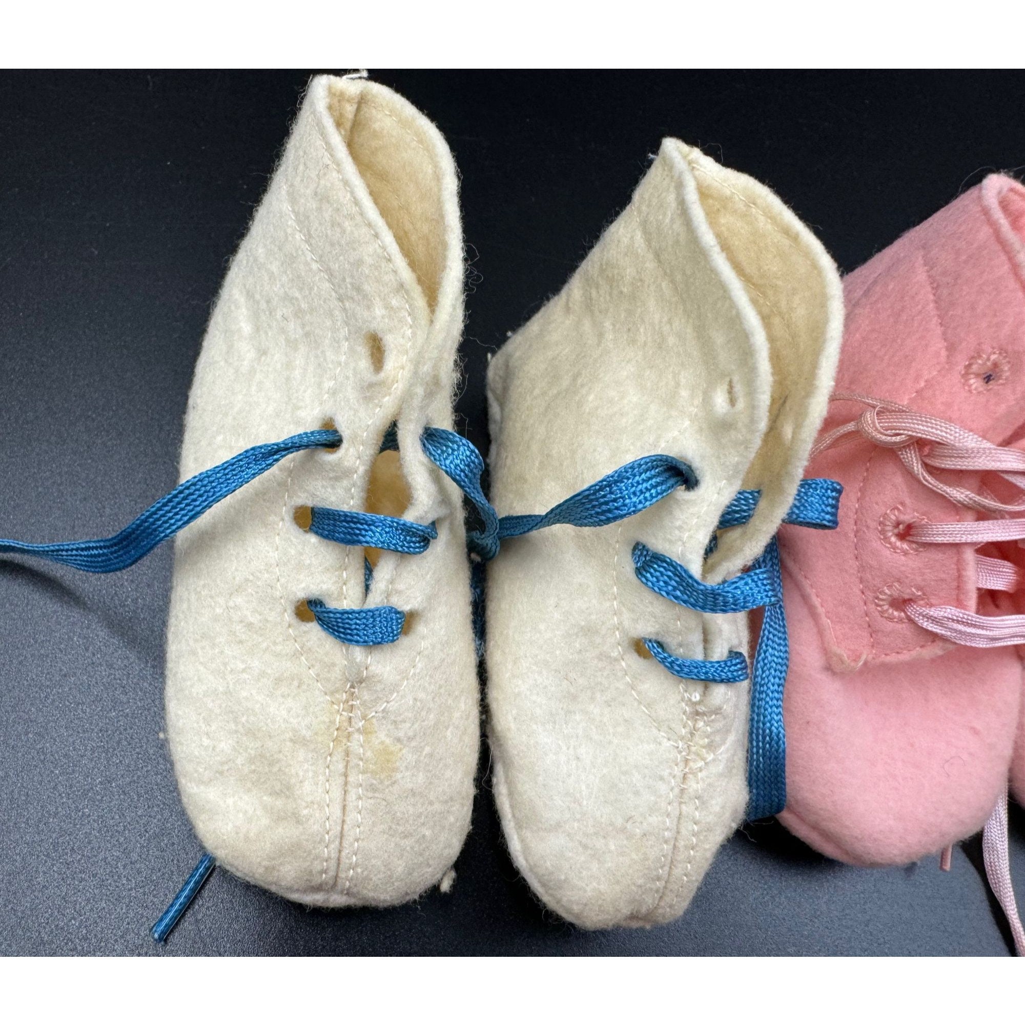 3 Pair Antique Wool Felt Baby Booties Shoes Baby Deer + - Etsy