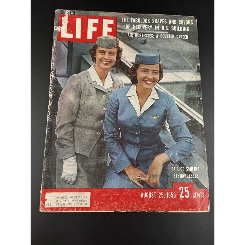 Life Magazine August 25 1958 Air Hostesses Glamor Girls Wool Sweaters ...