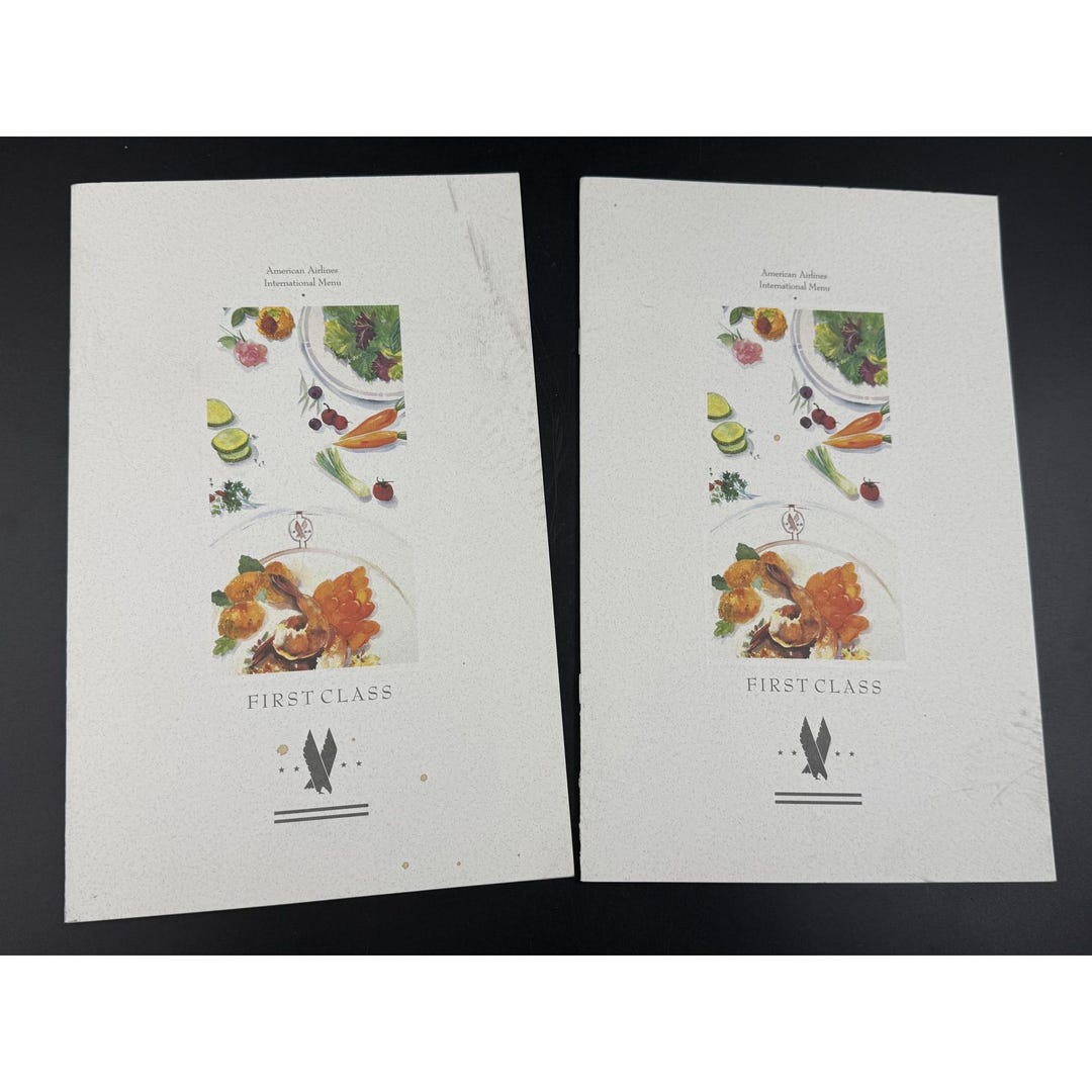2 Vintage American Airlines First Class Menus - International Routes ...