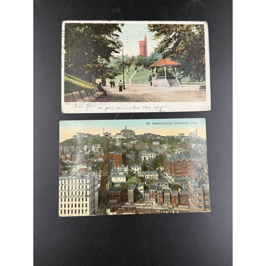 Antique Cincinnati Postcards Mt. Adams Incline & Eden Park Scenic Views ...