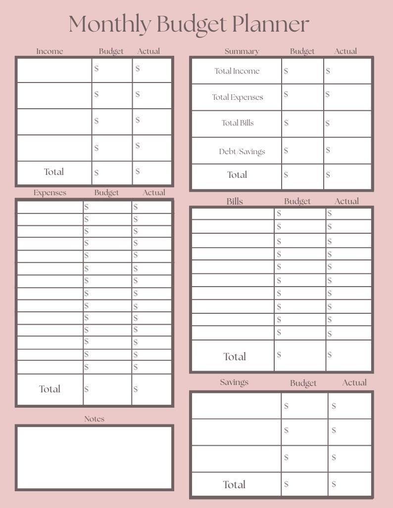 Aesthetic Monthly Budget Planner | Editable Canva Template | Digital ...