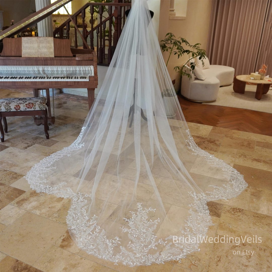 Handmade Beading Floral Wedding Veil,long Veils Chapel/cathedral/royal ...