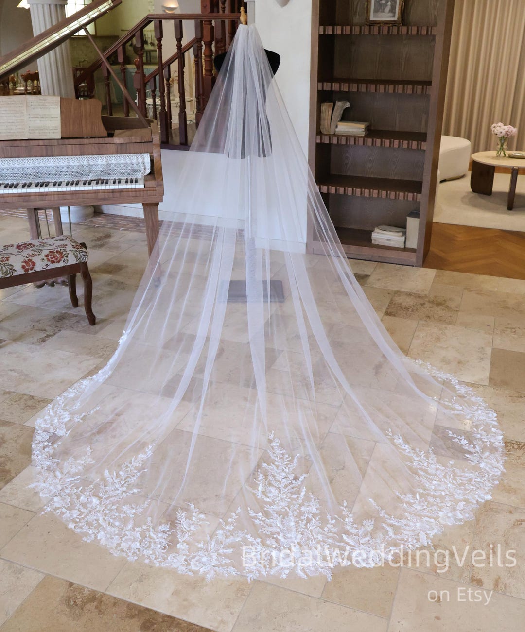 Cathedral Long Veils for Bride,fairy Bridal Veil,shiny Beaded Flowers ...