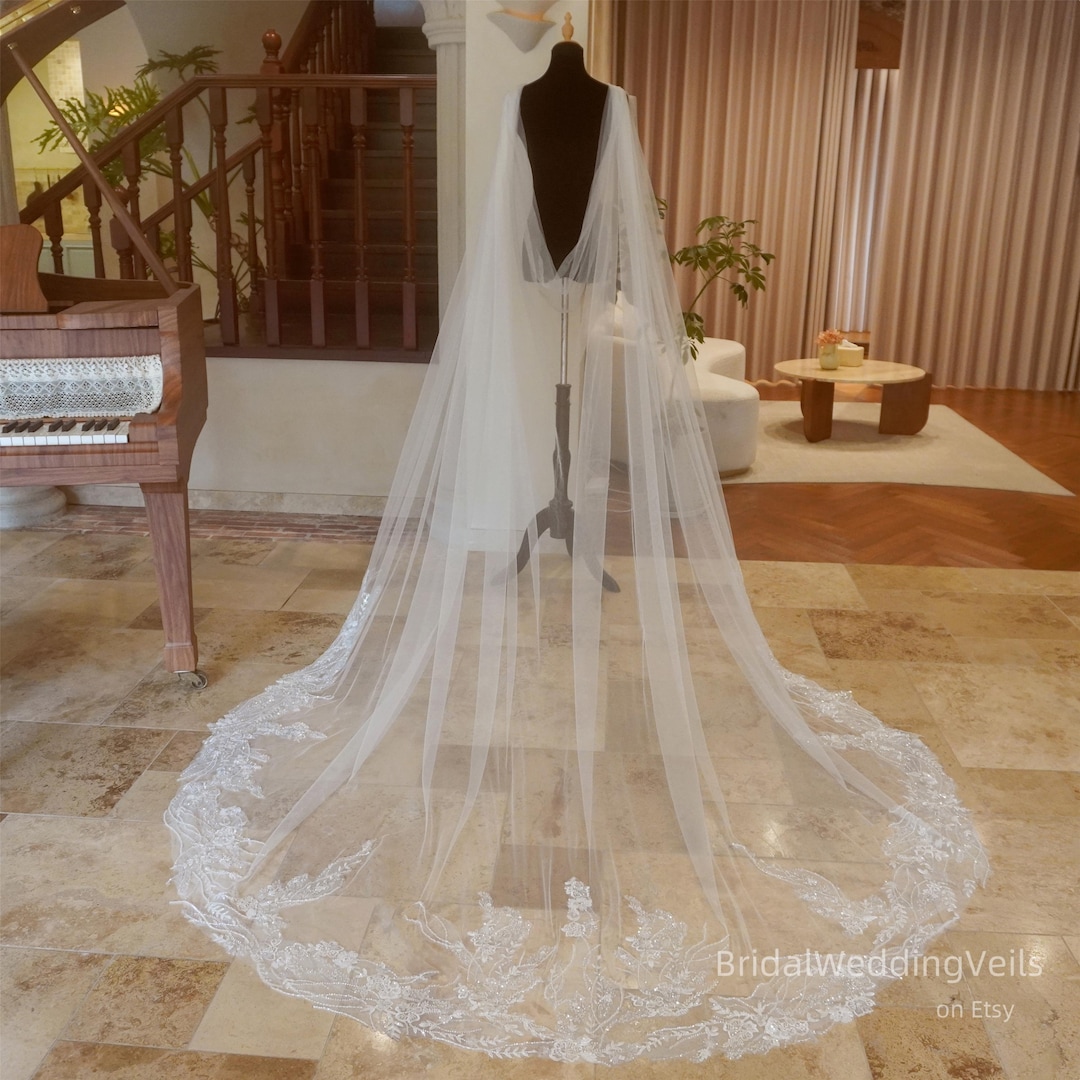 Bridal Shoulder Cape Veil,fairy Lace Wedding Veil Cape, Beading Lace ...