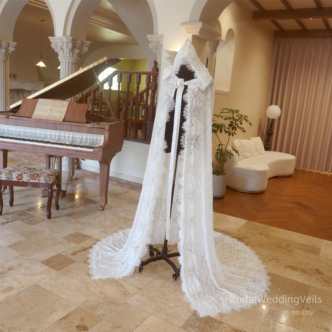 Ivory Lace Cape Veil Hooded,bridal Cape Cloak Veil,lace Cloak - Etsy