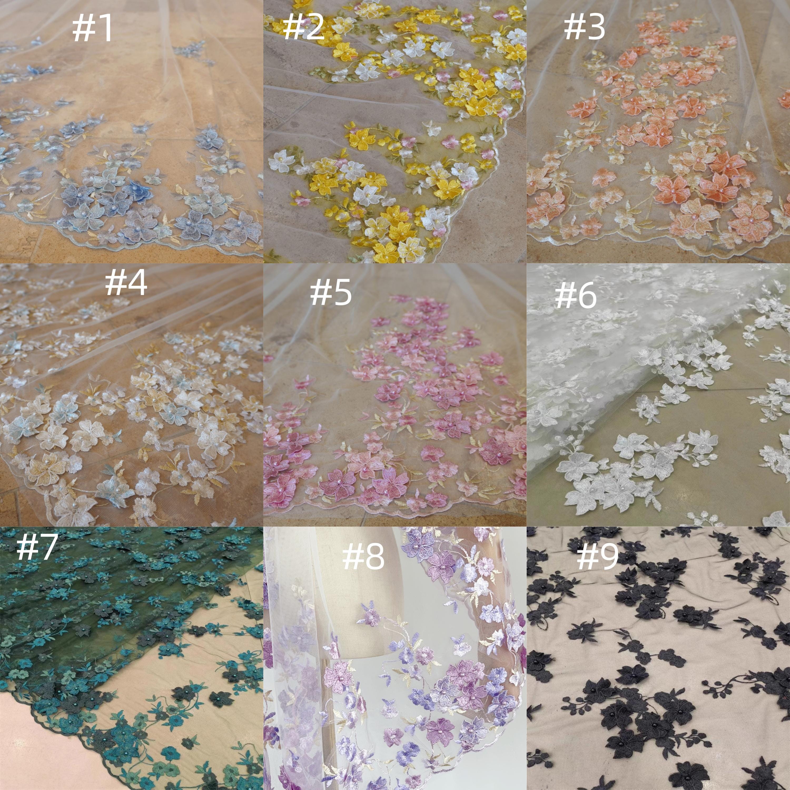 Blue Floral Lace Wedding Veil: Soft Tulle Chapel Veil, Customized - Etsy