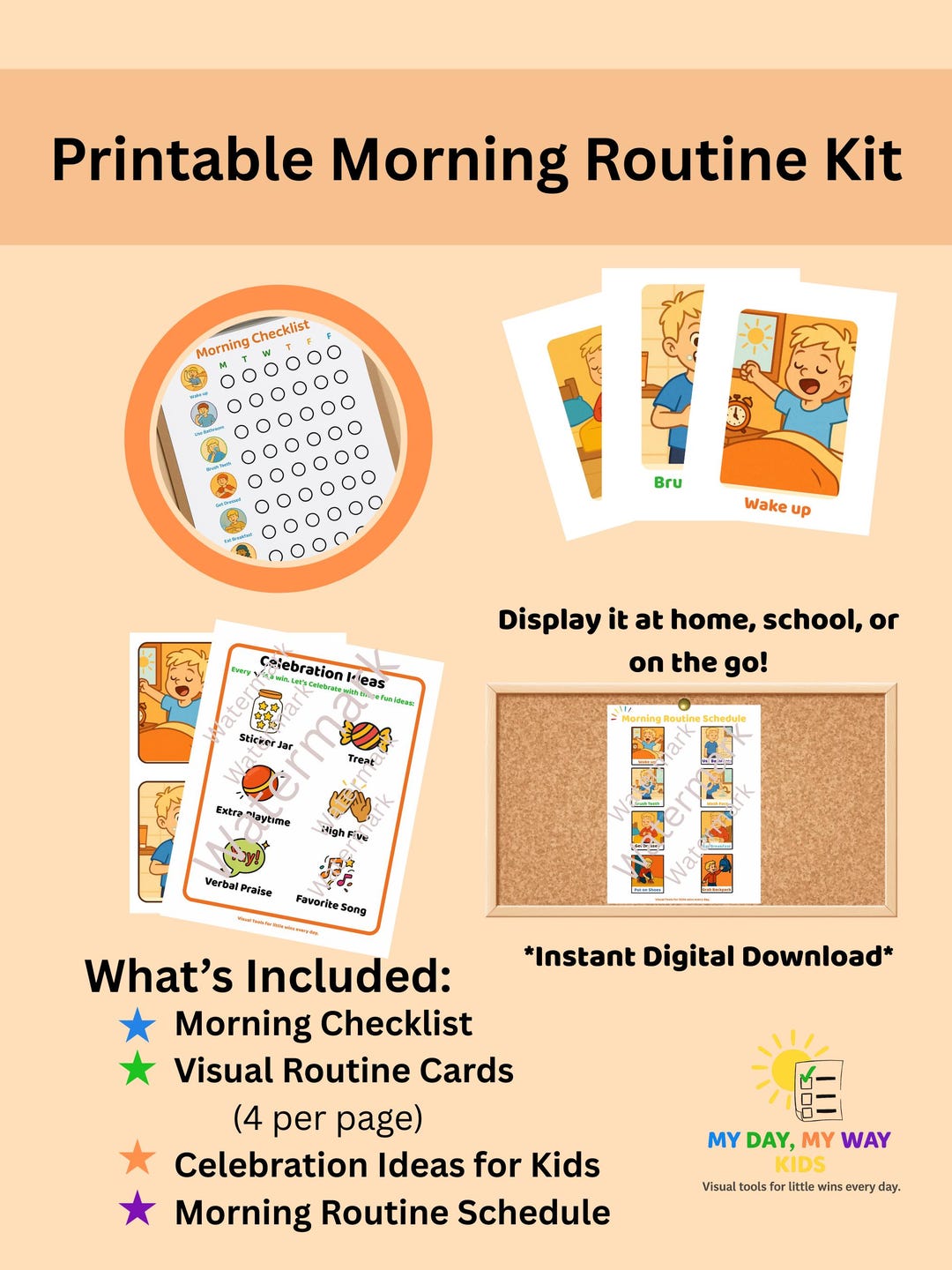 Morning Routine Visual Schedule Bundle for Kids | Autism-friendly ...