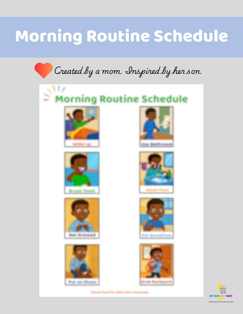 Morning Routine Visual Schedule | Autism-friendly, Kids (digital ...