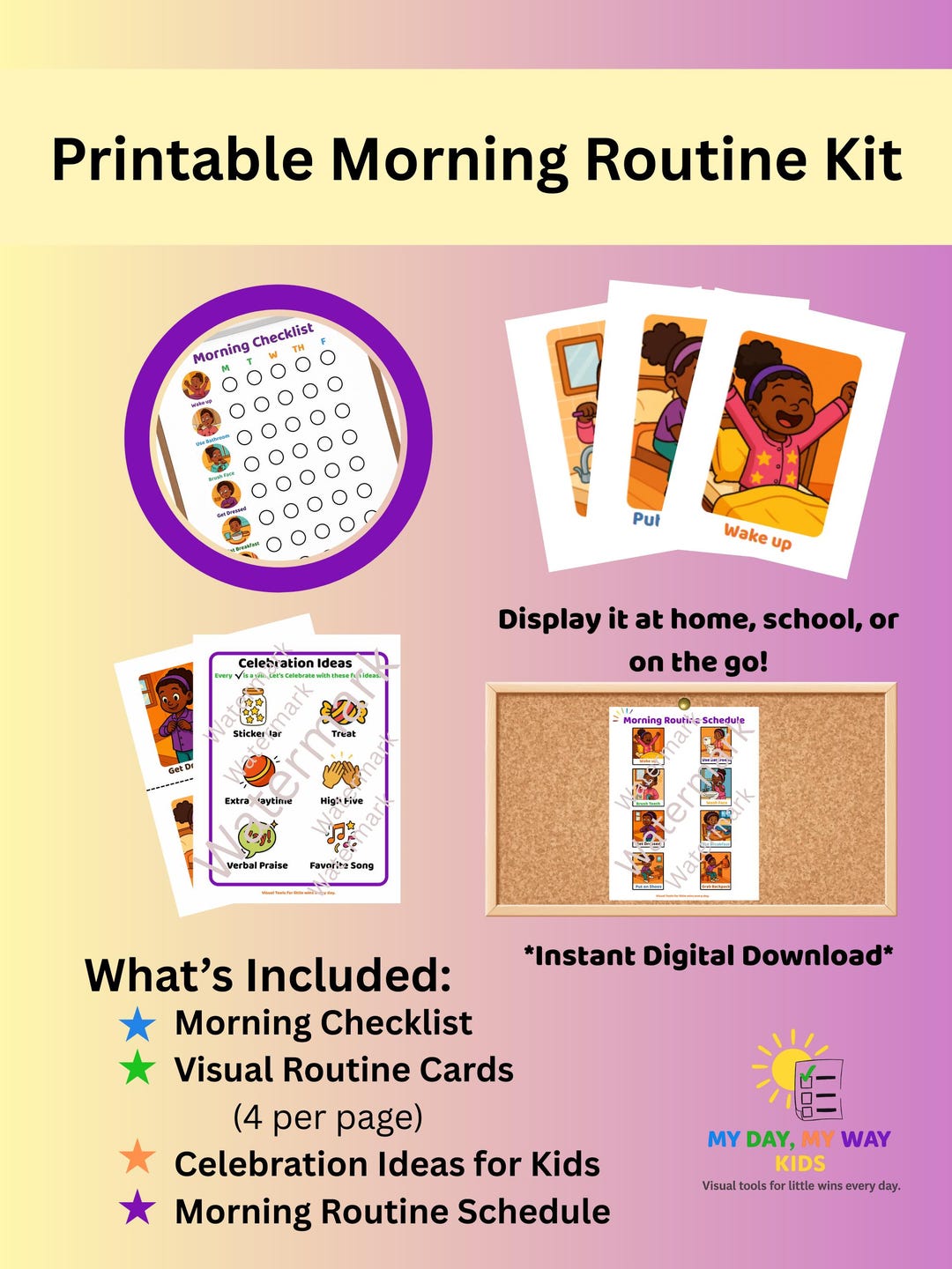 Morning Routine Visual Schedule Bundle for Kids | Autism-friendly ...