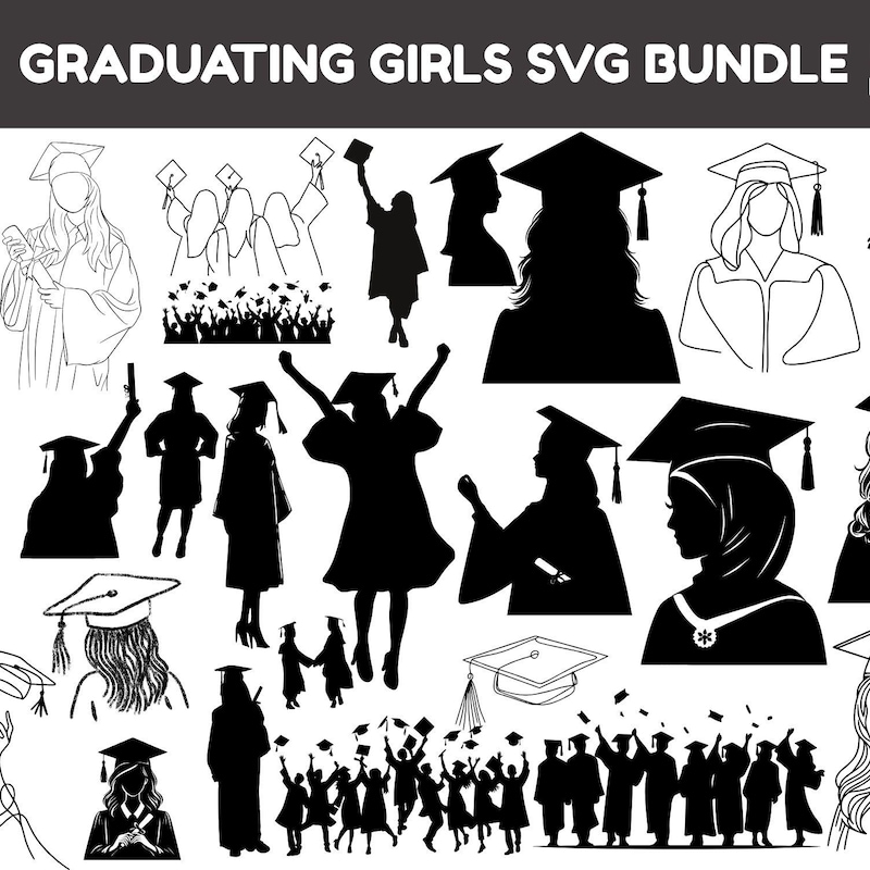 Graduation Girls With Cap Png - Etsy