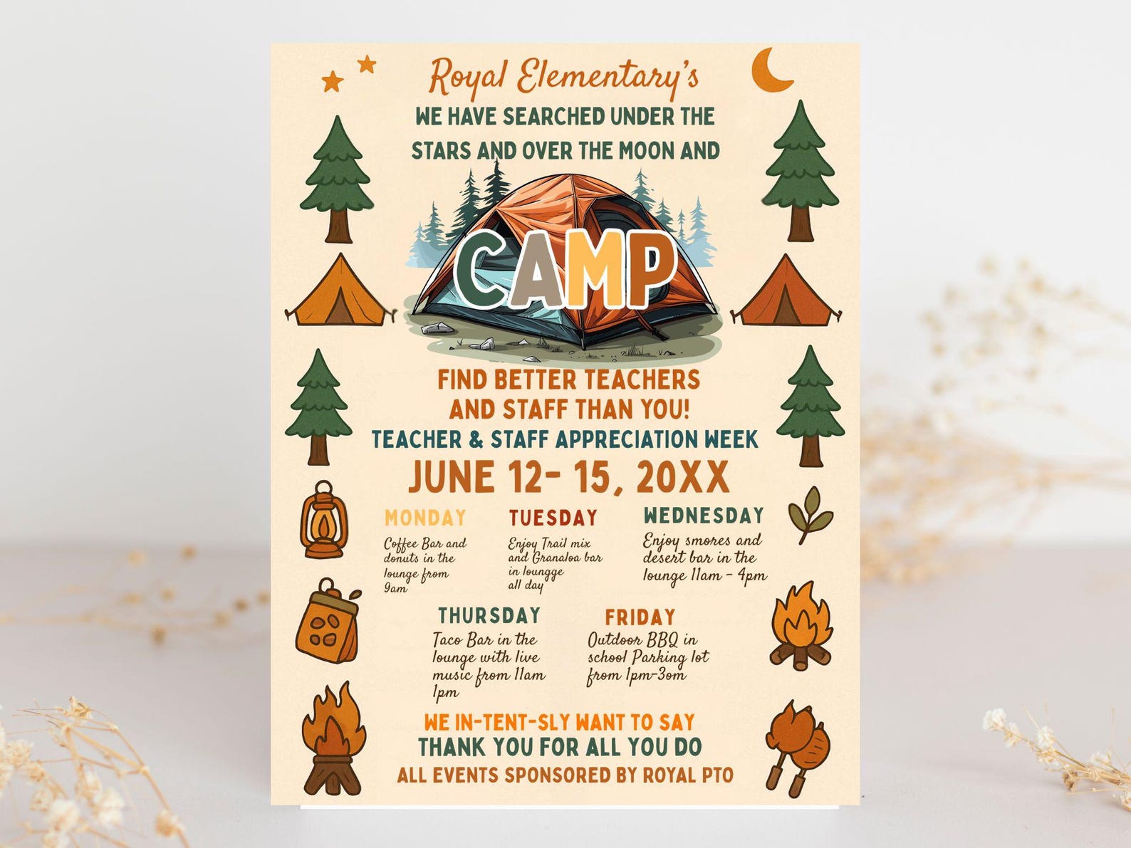 Editable Canva Template – Camp Theme Teacher & Staff Appreciation Day ...