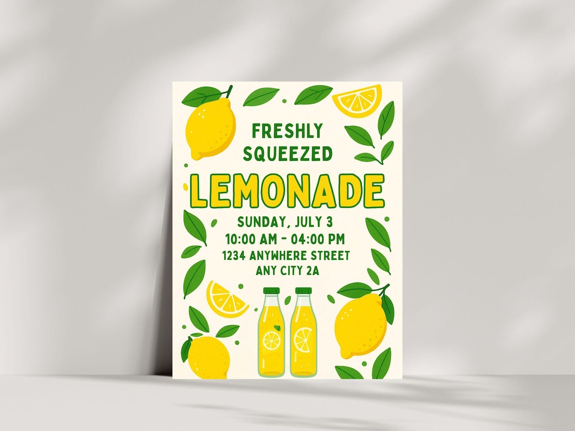 Lemonade Stand Flyer Template: Summer Fundraiser Poster (canva Editable ...