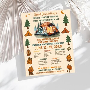 Editable Canva Template – Camp Theme Teacher & Staff Appreciation Day ...