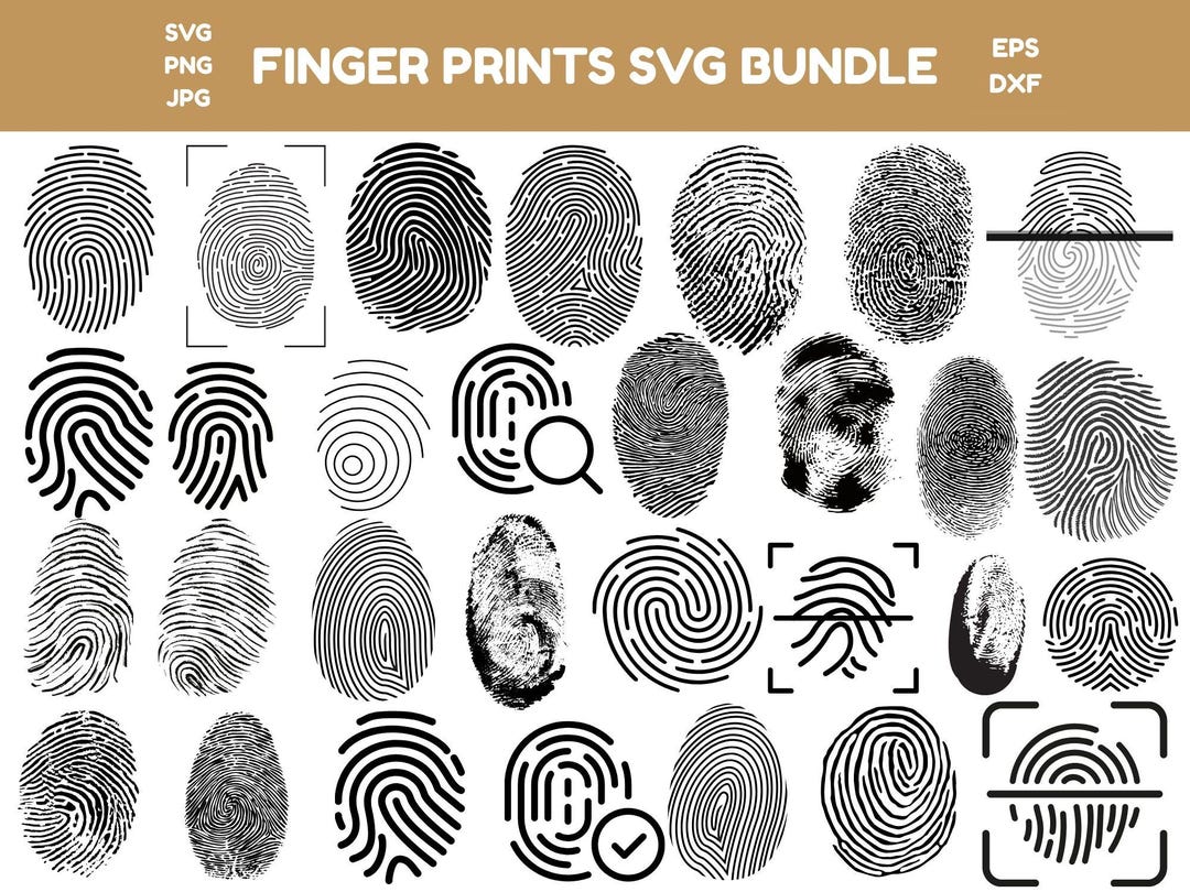 Fingerprint SVG Bundle, Biometric Svg, Fingerprint Dxf, Fingerprint Png ...