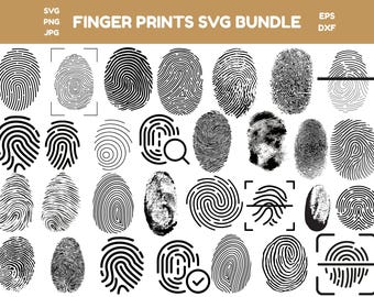 Fingerprint SVG Bundle, Biometric Svg, Fingerprint Dxf, Fingerprint Png ...