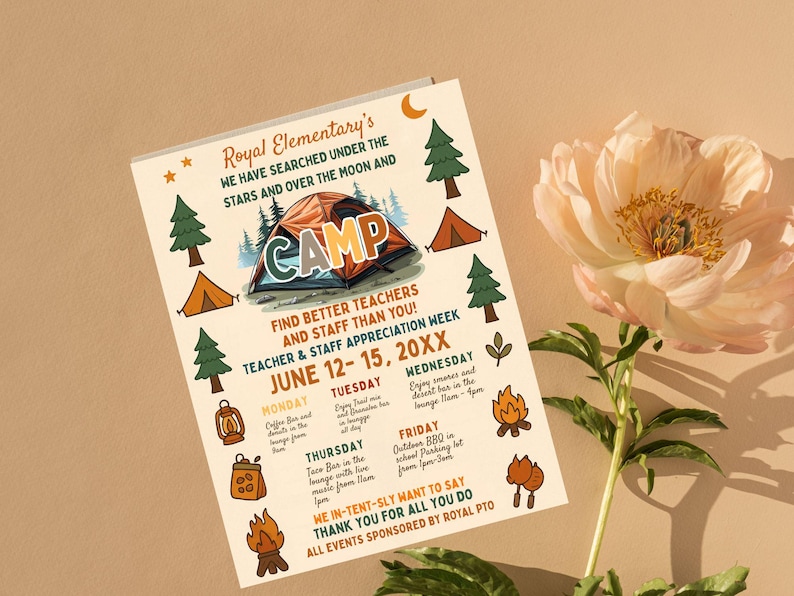 Editable Canva Template – Camp Theme Teacher & Staff Appreciation Day ...