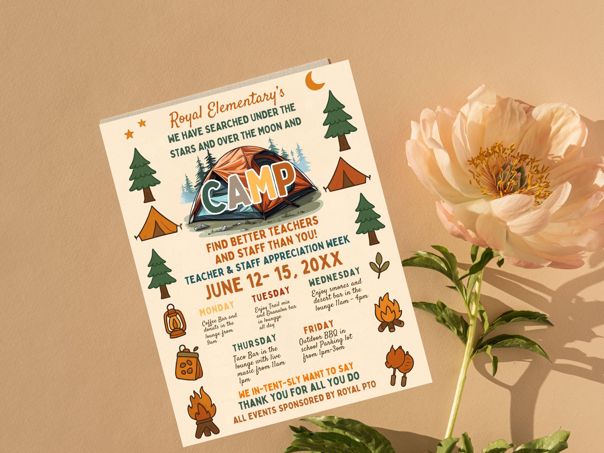 Editable Canva Template – Camp Theme Teacher & Staff Appreciation Day ...