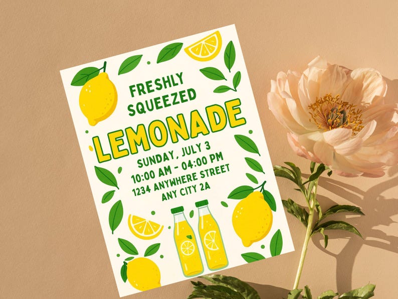 Lemonade Stand Flyer Template: Summer Fundraiser Poster (canva Editable ...