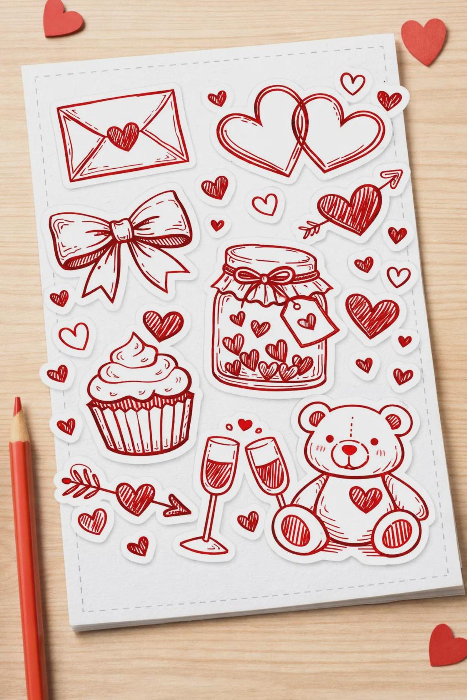 Hand-drawn Valentine SVG Bundle | Love Clipart Graphics - Etsy