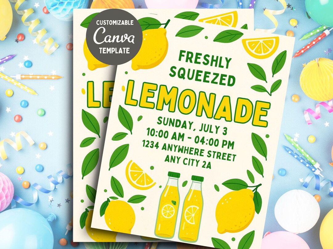 Lemonade Stand Flyer Template: Summer Fundraiser Poster (canva Editable ...