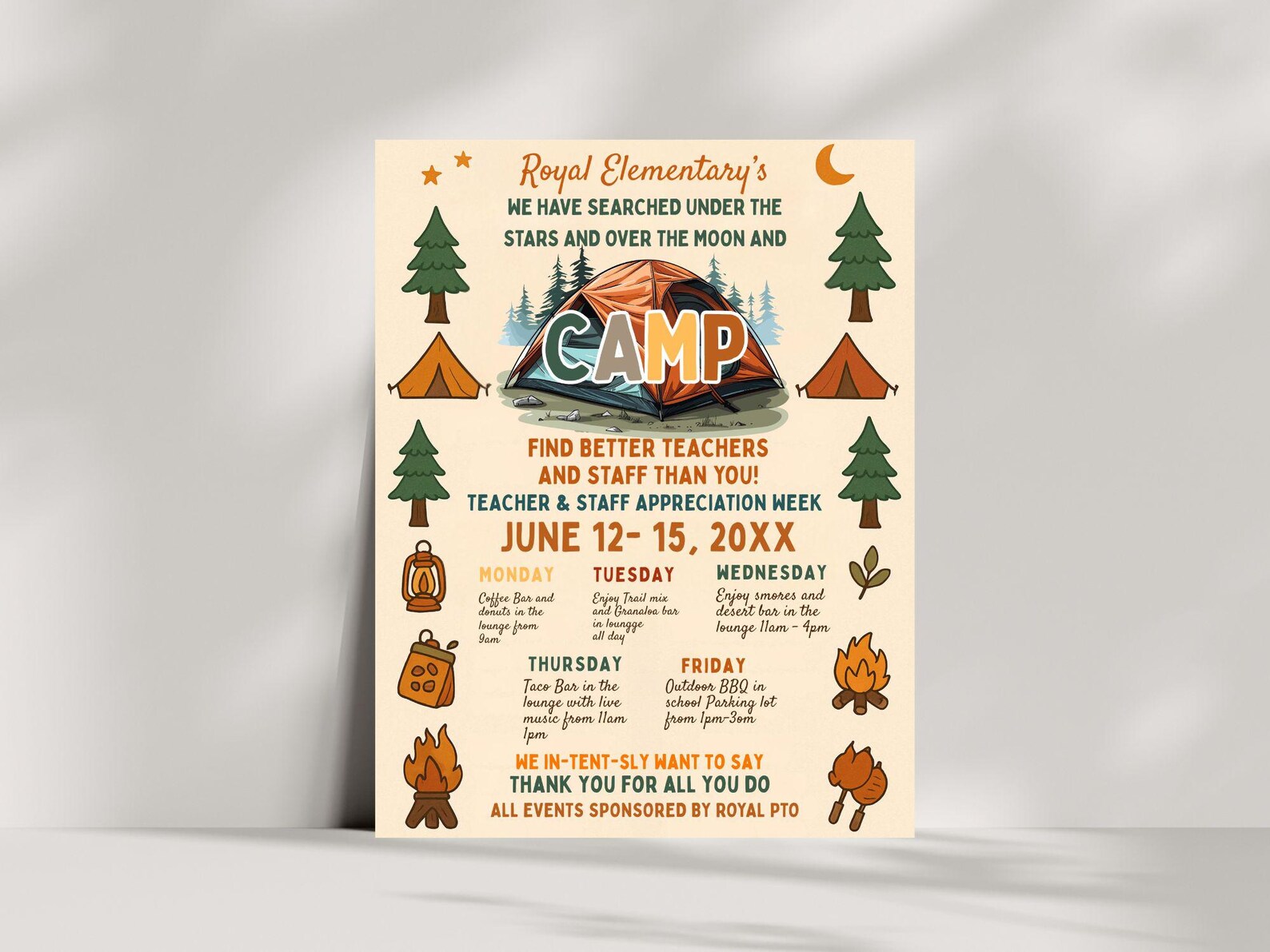 Editable Canva Template – Camp Theme Teacher & Staff Appreciation Day ...