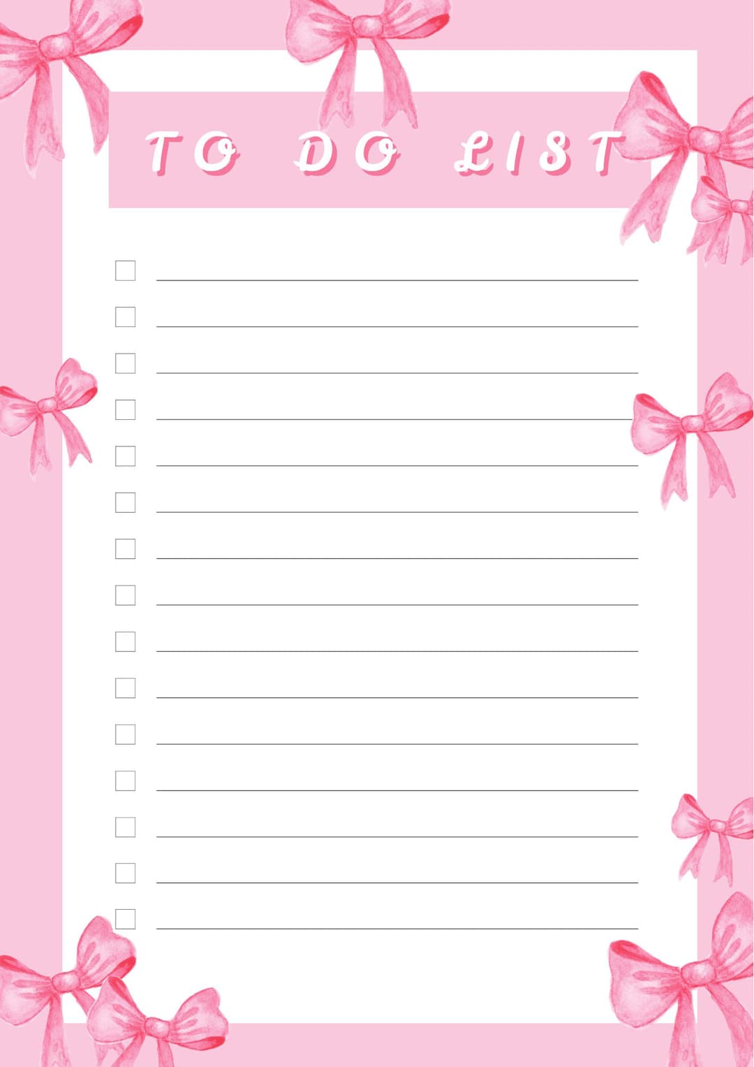 To Do List Pink With Bows - Etsy