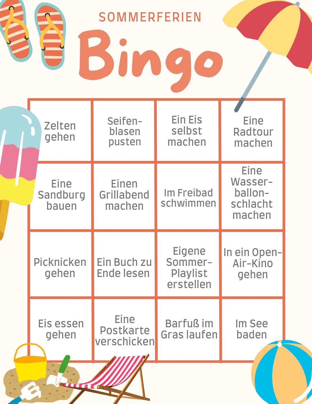 Summer Holiday Bingo – the Perfect Holiday Fun for Children & Families ...