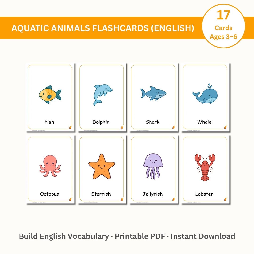 17 Ocean Animal Cards for Kids – Preschool & Homeschool Learning ...