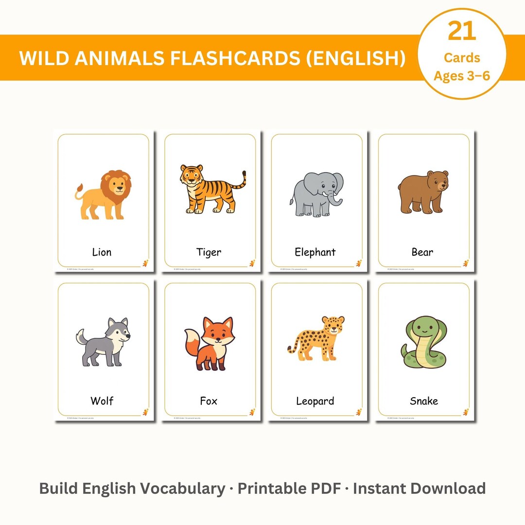 Wild Animals Flashcards Printable | Jungle Safari Cards for ...
