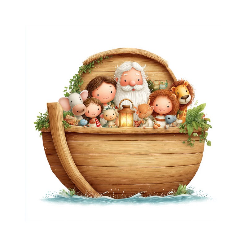Biblical Noah's Ark Scenes Clipart Set | 10 PNG Clipart | Cute Bible ...