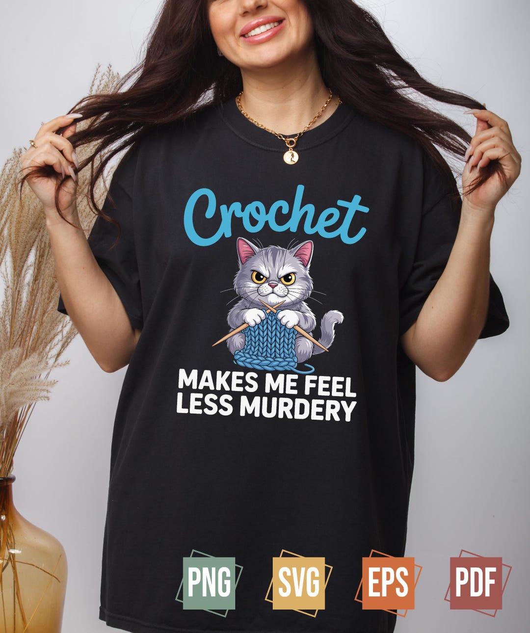 Crochet Humor Digital Download | Angry Cat With Yarn SVG PNG | Funny ...