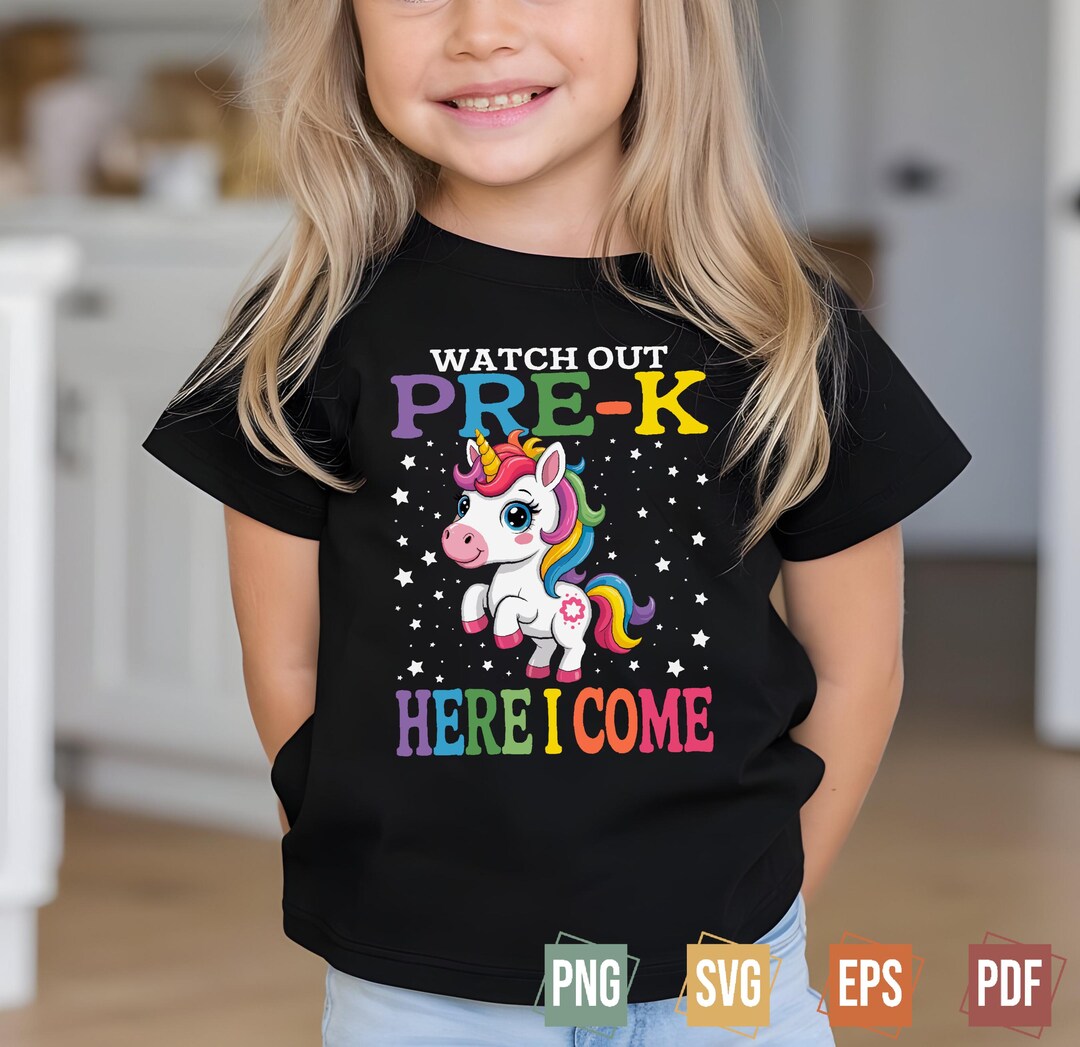 Watch Out Pre-k Here I Come Unicorn PNG – Cute Back to School Digital ...