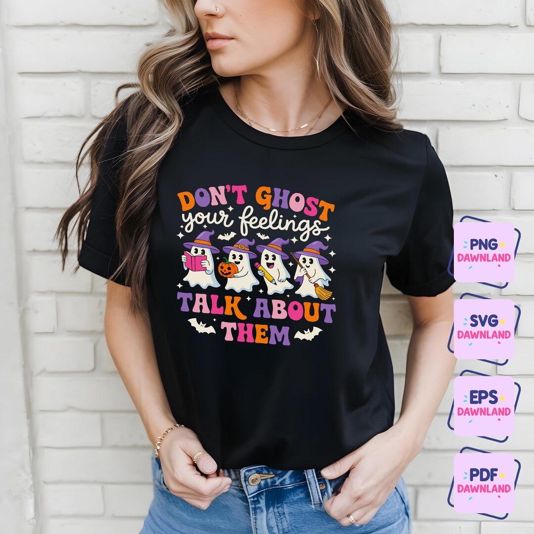 Retro Halloween Ghosts Digital Art - "don't Ghost Your Feelings ...