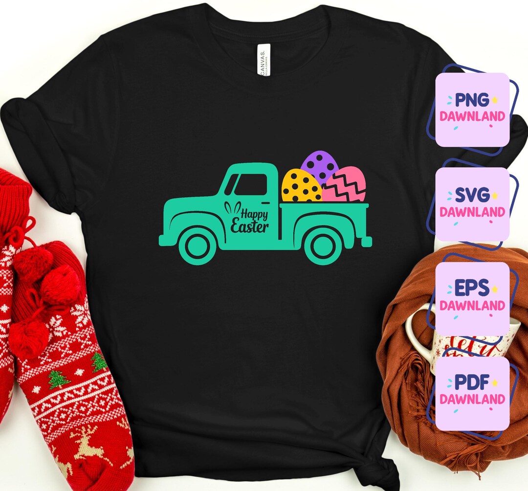 Happy Easter Svg, Easter Truck Svg, Easter Cut Files, Vintage Truck ...