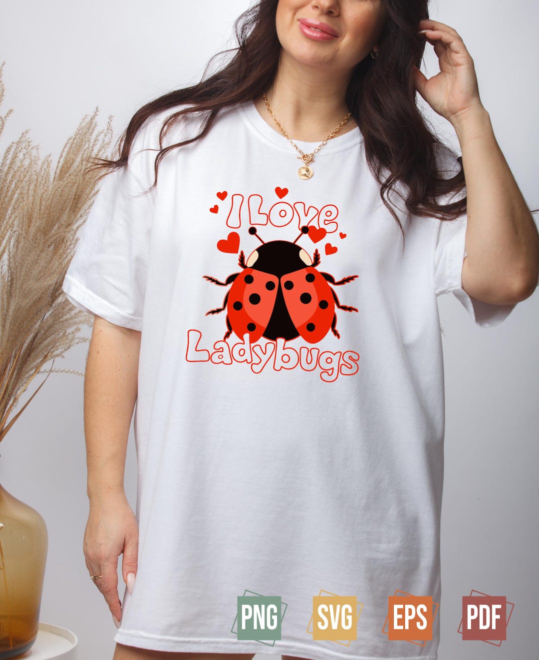 I Love Ladybugs – Cute Digital Ladybug Clipart With Hearts | Whimsical ...