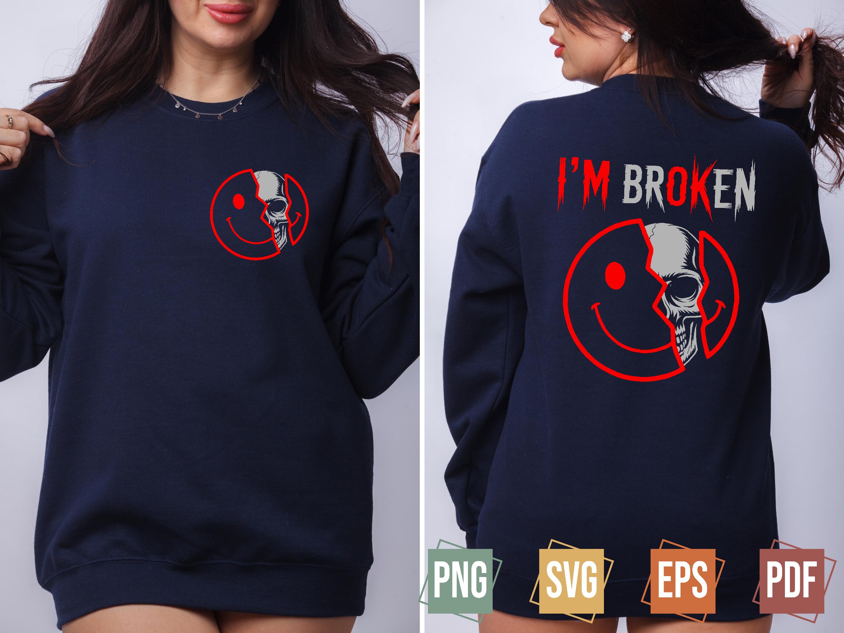 I'm Broken Skull Smiley Face Digital Art – Goth Grunge Emo Clipart ...