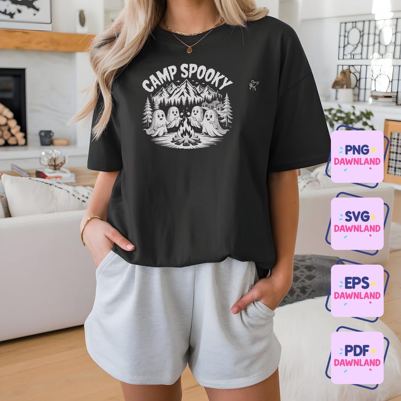 Camp Spooky PNG SVG | Cute Ghost Camping Clipart | Halloween Campfire ...