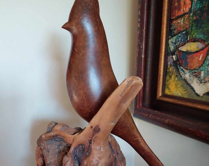 Large Artisan Carved Redwood Bird Statue on a Burl ,signed - Etsy