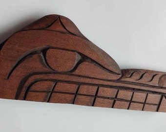 First Nations Carved WOLF Cedar With Inlaid Abalone Eye, SIGNED - Etsy