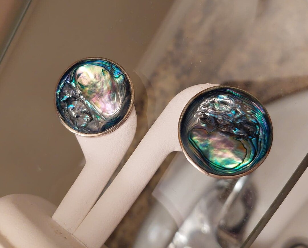 Alpaca Abalone Shell Vintage Clip on Earrings, Stamped - Etsy