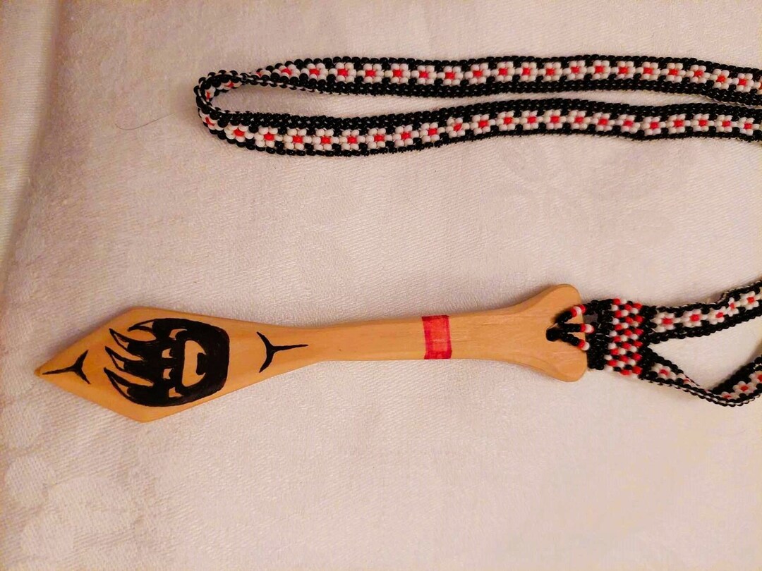 First Nations Beaded Loomed Wood Paddle Pendant Necklace - Etsy