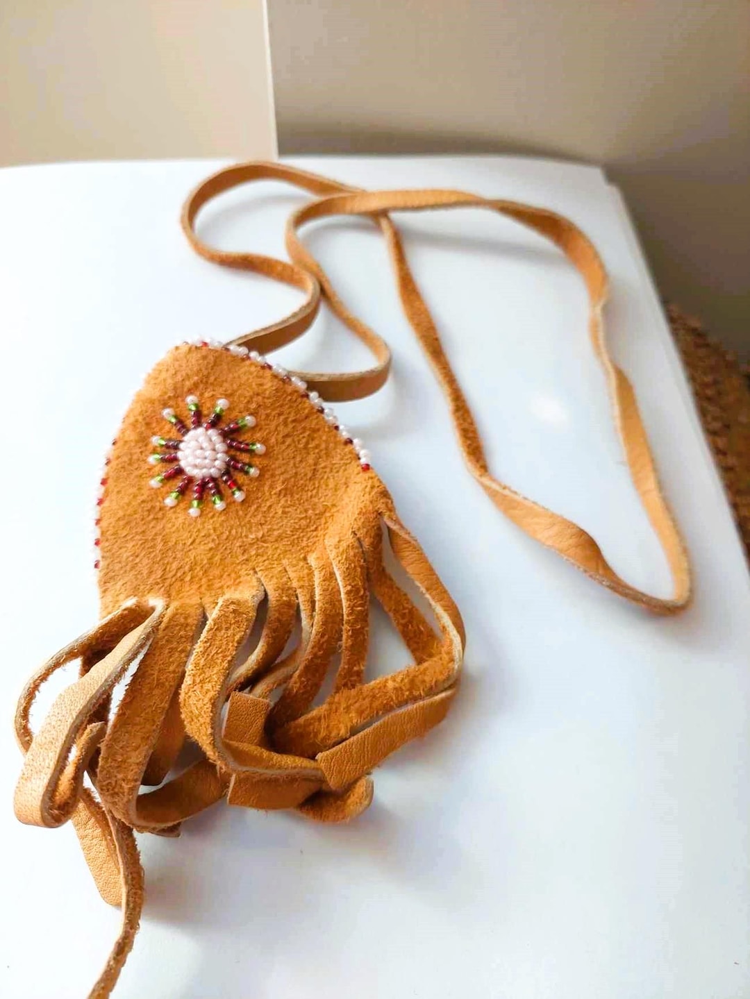 Vintage Yukon Hand Beaded First Nations Leather Flower Necklace - Etsy