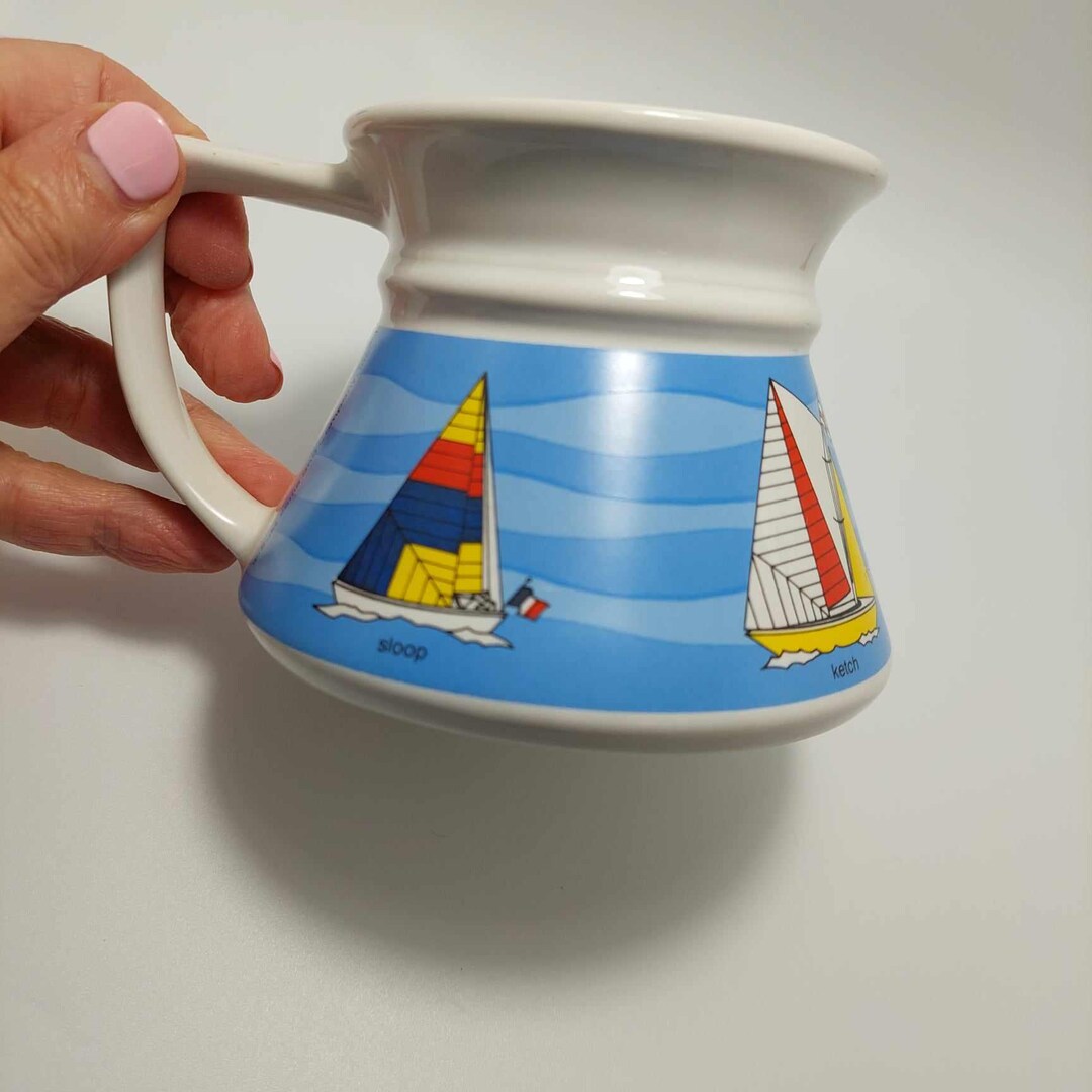 Vintage Nautical Schooner Boat Vintage Wide Bottom Mug - Etsy