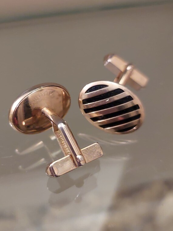 Swank Black and Gold Vintage Cuff Links - Gem